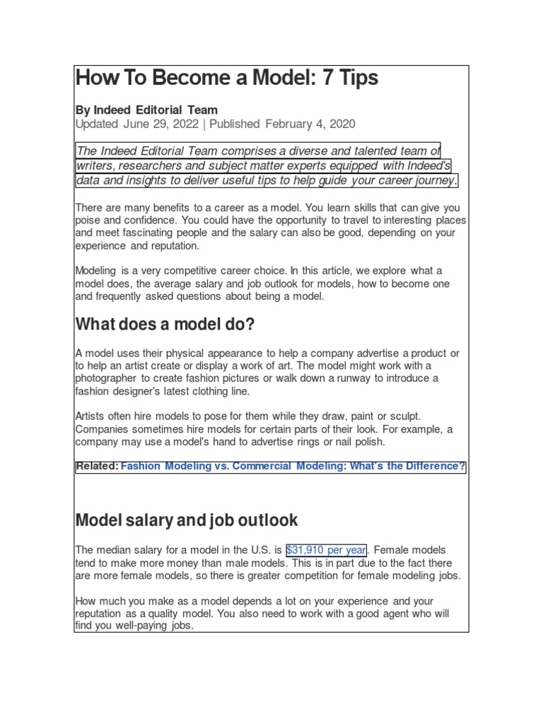 7 Tips for Becoming a Model | PDF