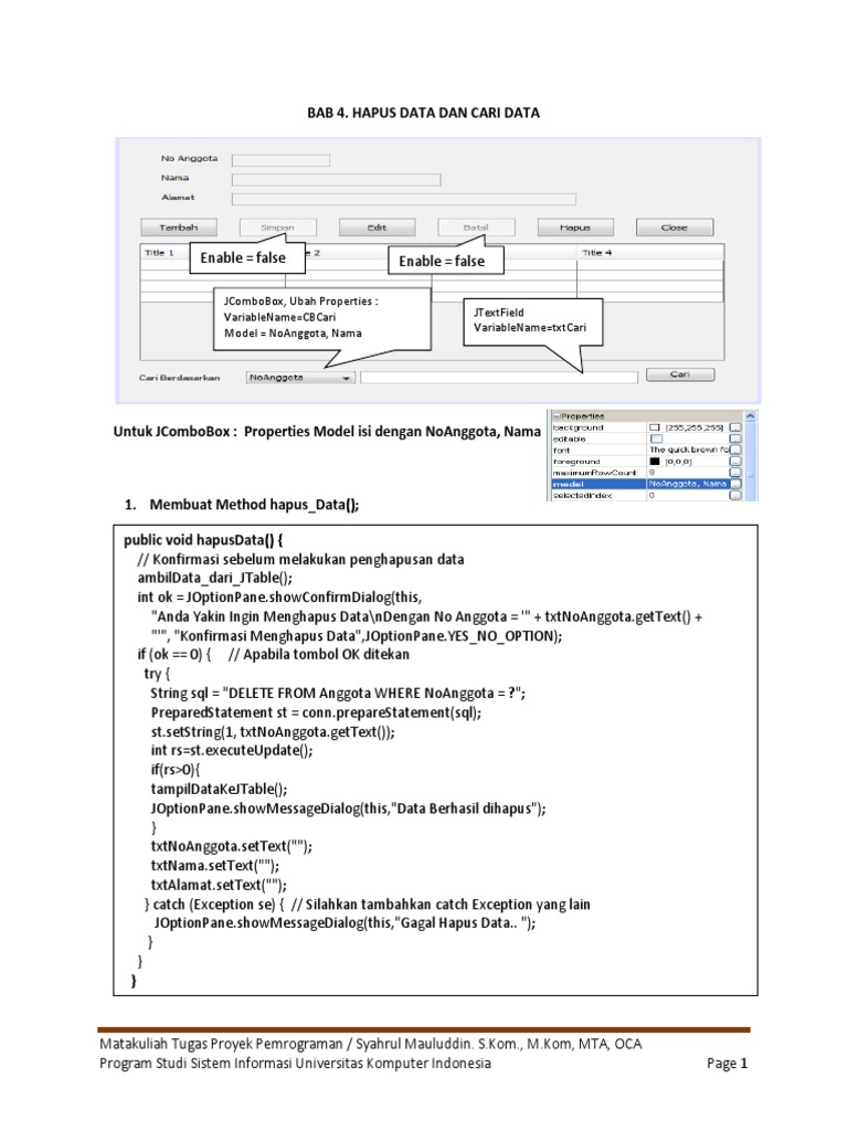 Pertemuan 4 - Hapus Dan Cari Data Anggota TPP | PDF | Komputer