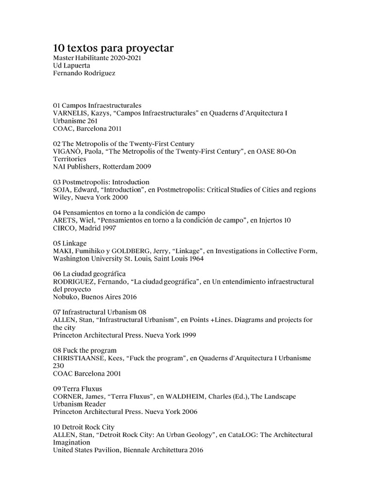 00 - Diez Textos para Proyectar | PDF