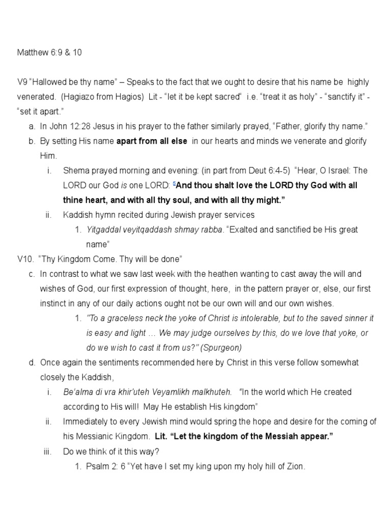 Matthew 6 9 & 10 | PDF
