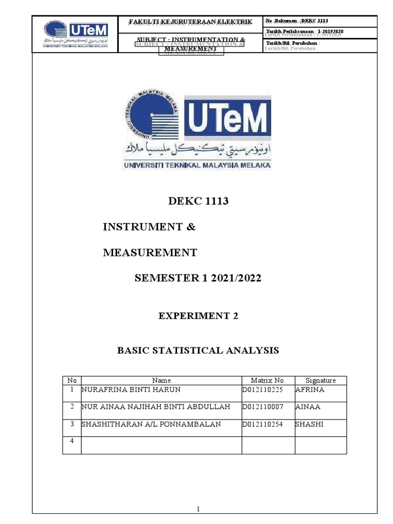 Lab 2 Basic Statistical Analysis GROUP 5 | PDF