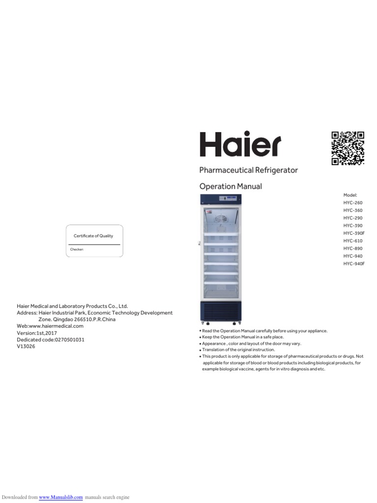 Manual Haier HYC-390 en | PDF | Refrigerator | Ac Power Plugs And Sockets