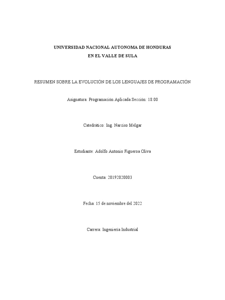 Historia Lenguajes de Programacion | PDF | Java (lenguaje de programación) | Lenguaje de ...