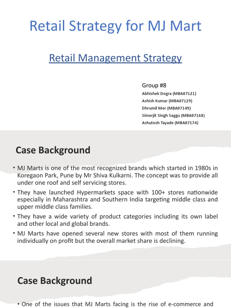 Group 8 - Retail Strategy For MJ Mart | PDF | Retail | Brand
