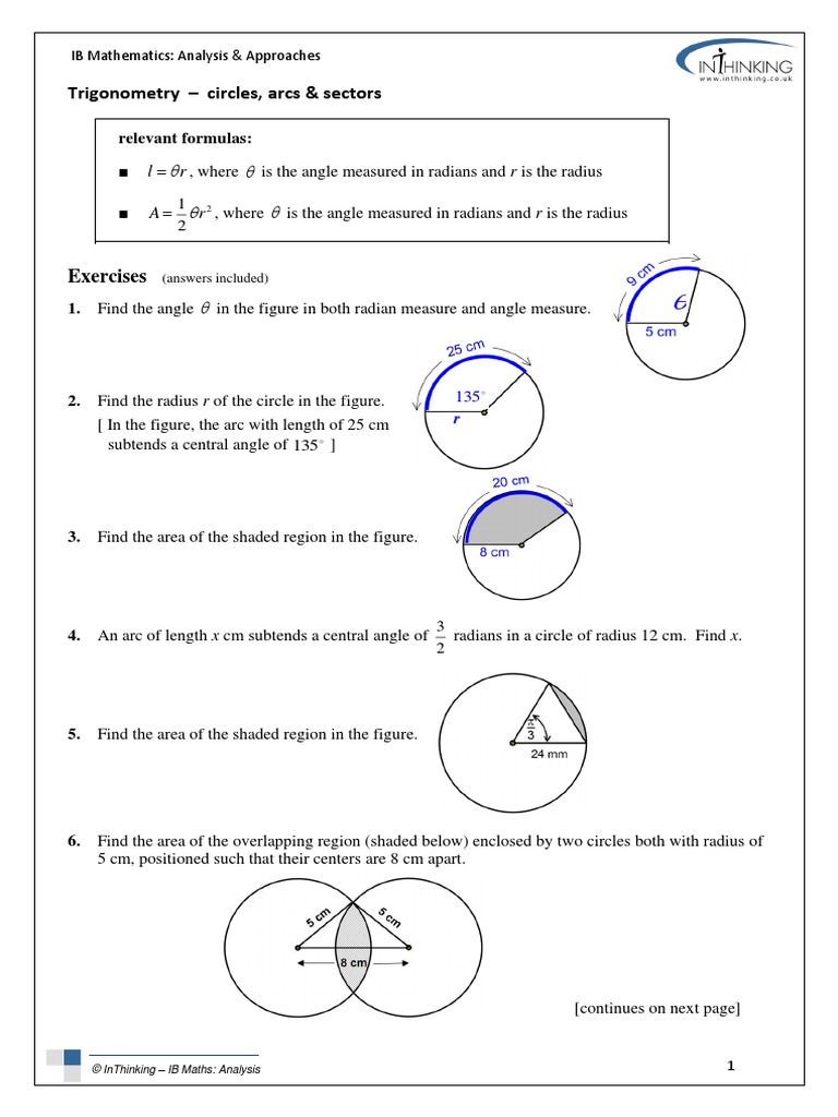 Trigonometry - Circles, Arcs & Sectors: IB Mathematics: Analysis ...