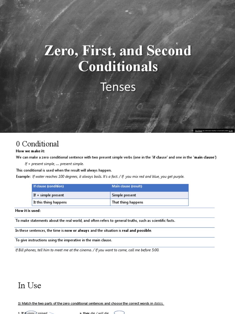 Zero First and Second Conditional | PDF