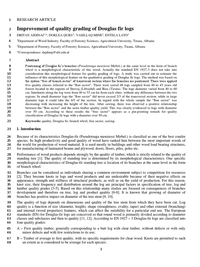 Quality Grading of Douglas Fir Logs | PDF