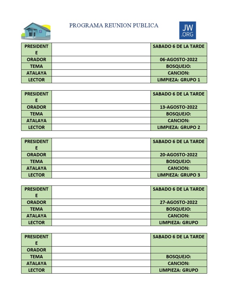 Programa Reunion Publica JW | PDF