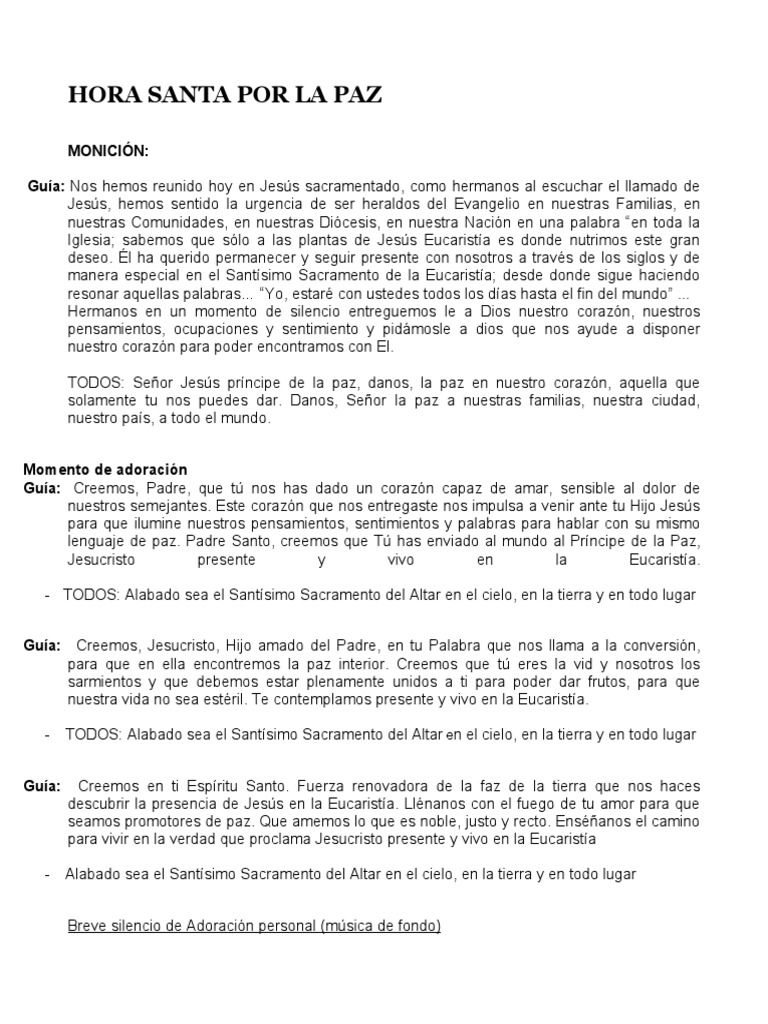 Hora Santa Por La Paz | PDF