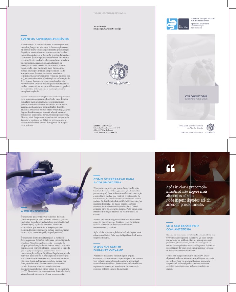 AF FolhetoColonoscopia Atualizado | PDF | Colonoscopia | Ciências da Saúde