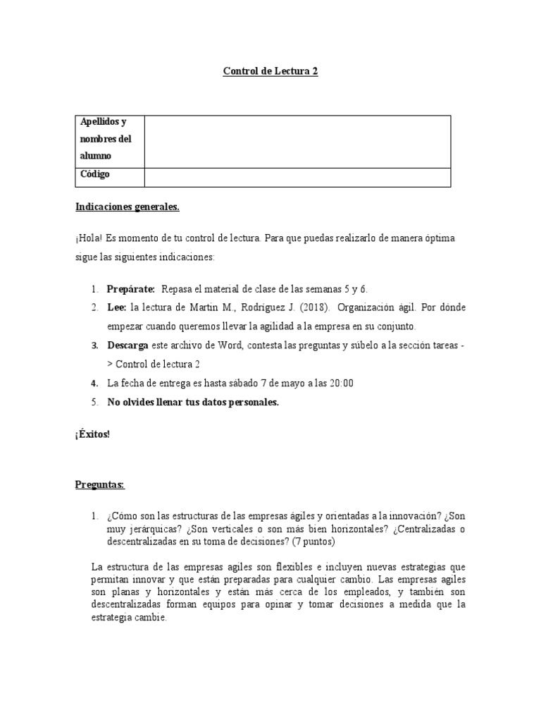 Control de Lectura 2 RESUELTO | PDF