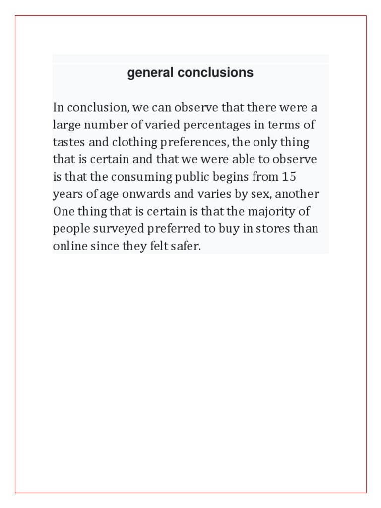 General Conclusions | PDF | Social Science | Lifestyle