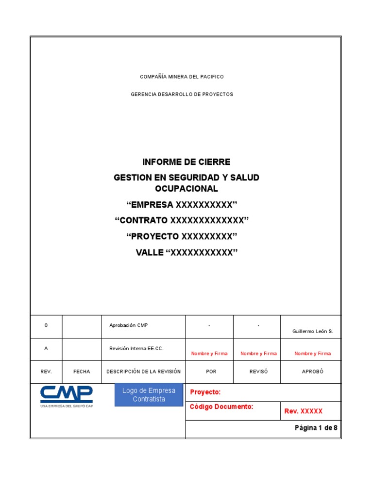 Informe de Cierre Gestion SSO - Rev. B | PDF | Seguridad y salud ocupacional