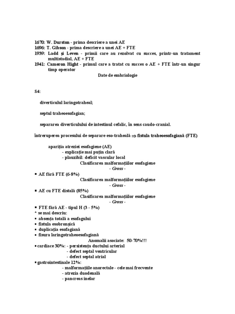 Atrezia Esofagiana | PDF