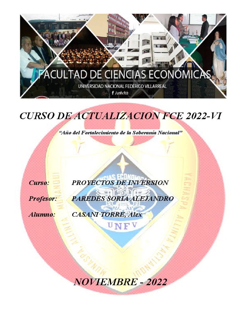 Proyectos de Inversion - Tarea 1 Alex Casani Torre | PDF Proyectos de Inversion - Tarea 1 Alex Casani Torre | PDF