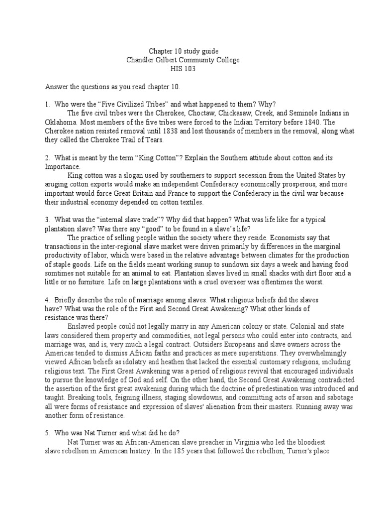 Chapter 10 Study Guide PDF