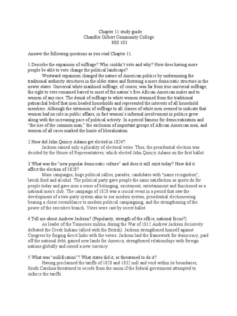 Chapter 11 Study Guide | PDF