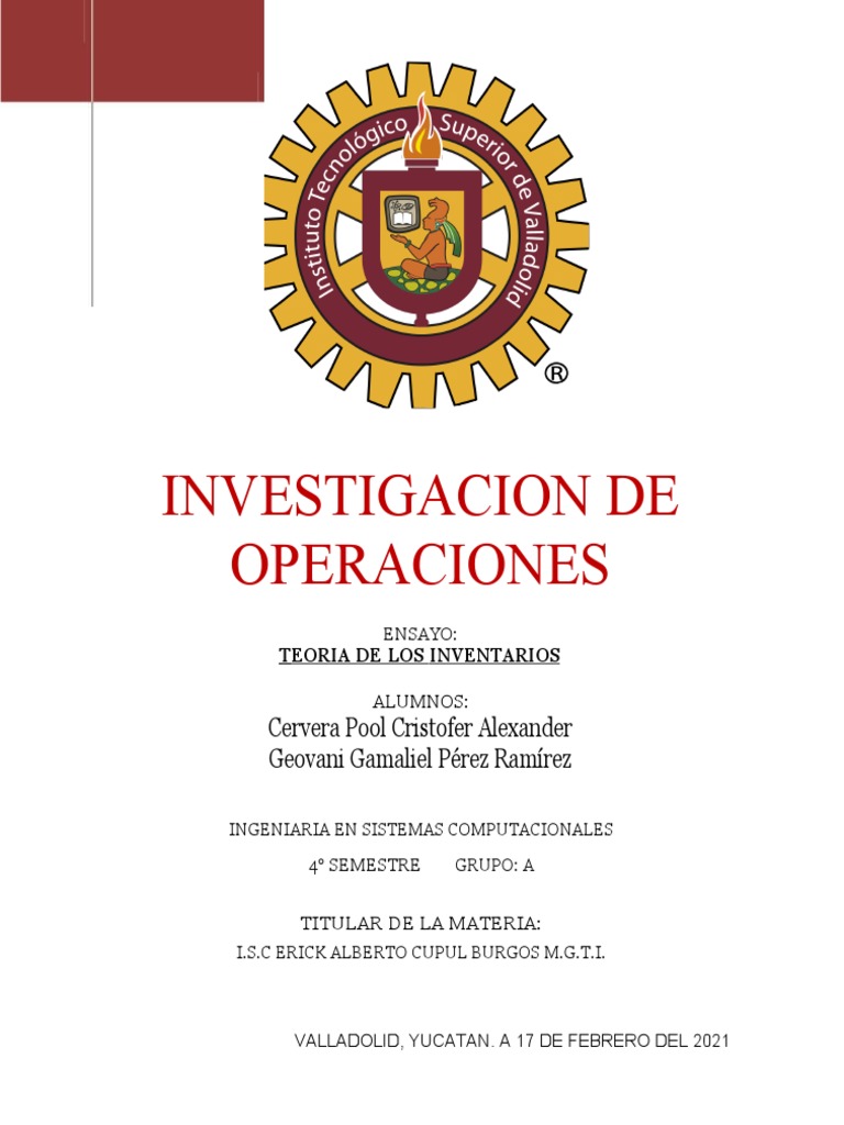 PDF Ensayo Teoria de Los Inventarios en La Investigacion de Operaciones | Descargar gratis PDF ...