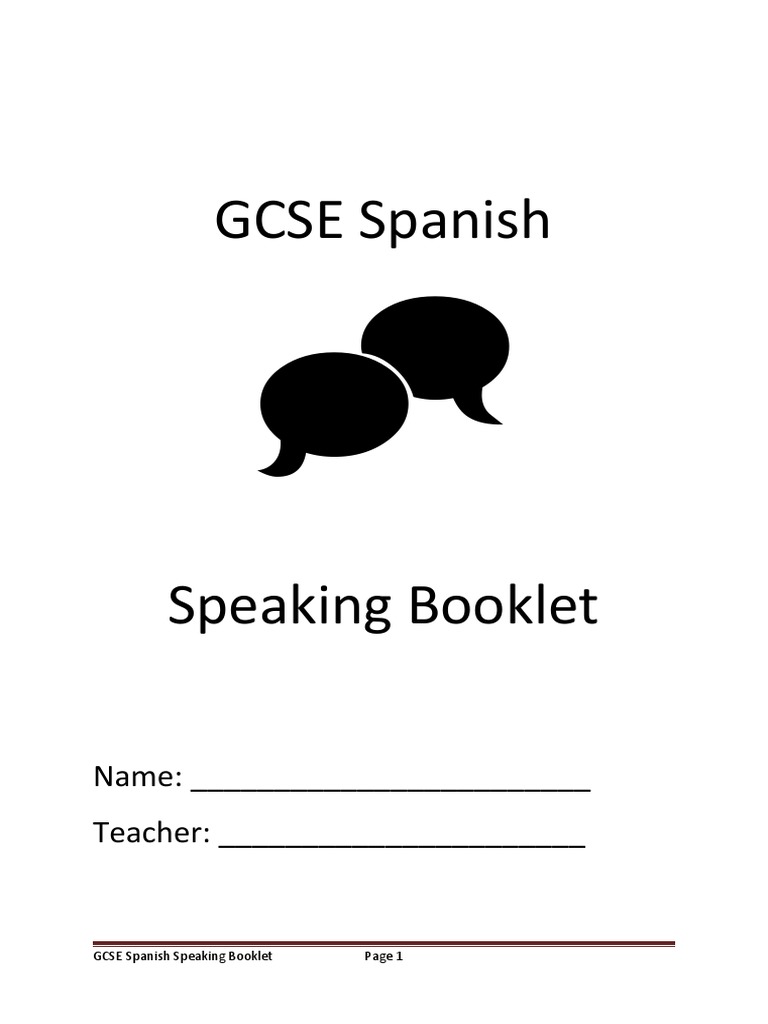Speaking Booklet | PDF