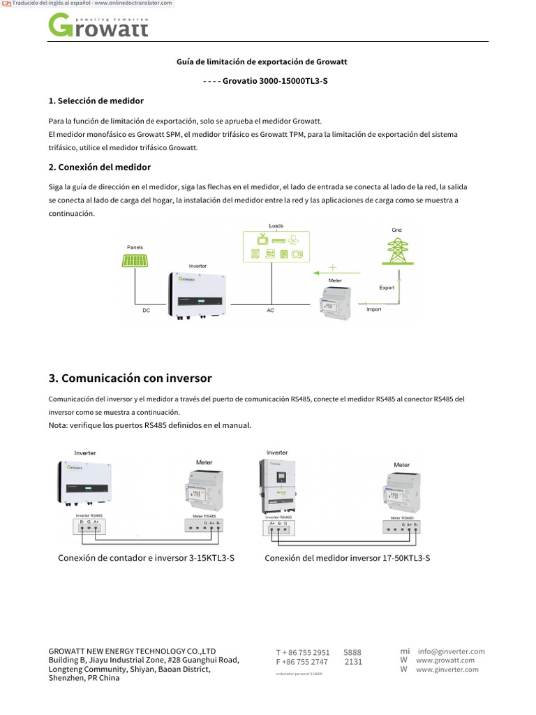 Growatt Export Limitation Meter Guide-Growatt 3-50K TL3-S (2) .En - Es ...