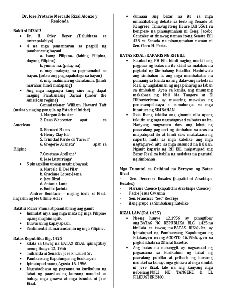 Rizal Notes Kabanata 1 8 | PDF