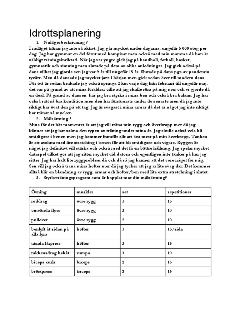 Idrott Planering | PDF