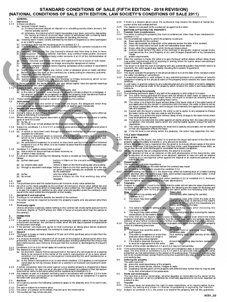 Standard Conditions of Sale Overview | PDF