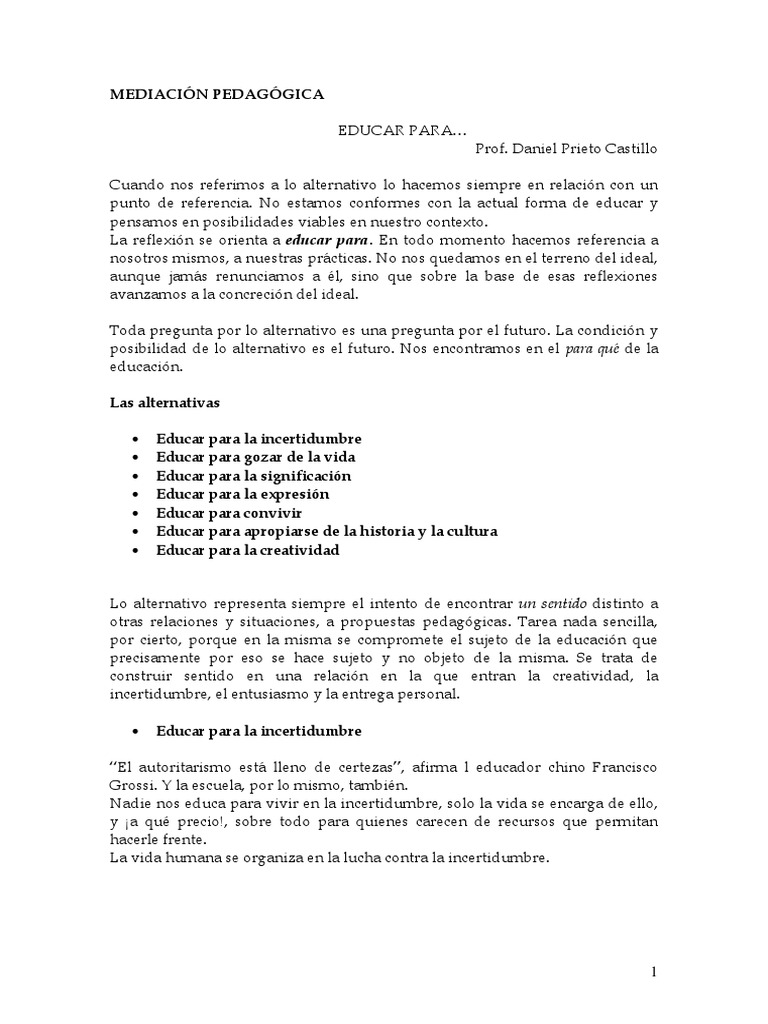 Educar con Sentido: Propuestas de Prieto | PDF | Creatividad | Aprendizaje