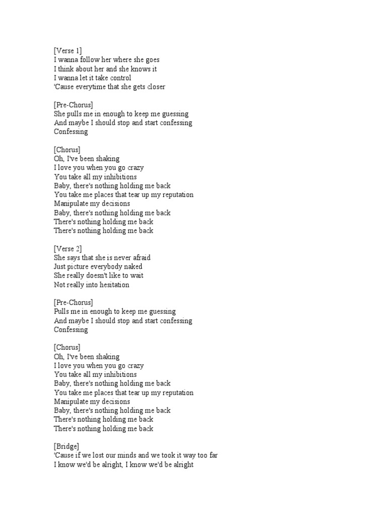 There's Nothing Holding Me Back Shawn Mendes | PDF | Song Structure ...