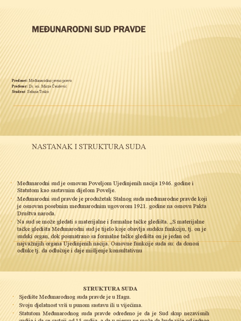 Prezentacija Medj - Sud Pravde | PDF