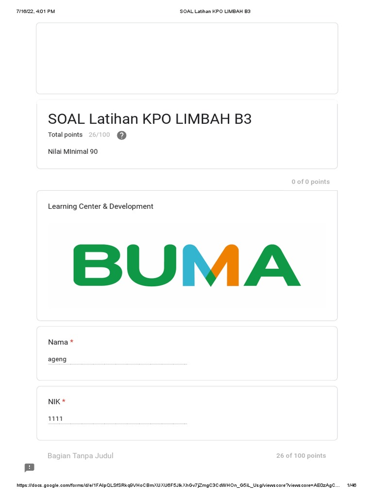 SOAL Latihan KPO LIMBAH B3 | PDF