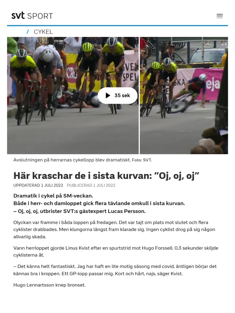 Här Kraschar de I Sista Kurvan: "Oj, Oj, Oj" - SVT Sport | PDF