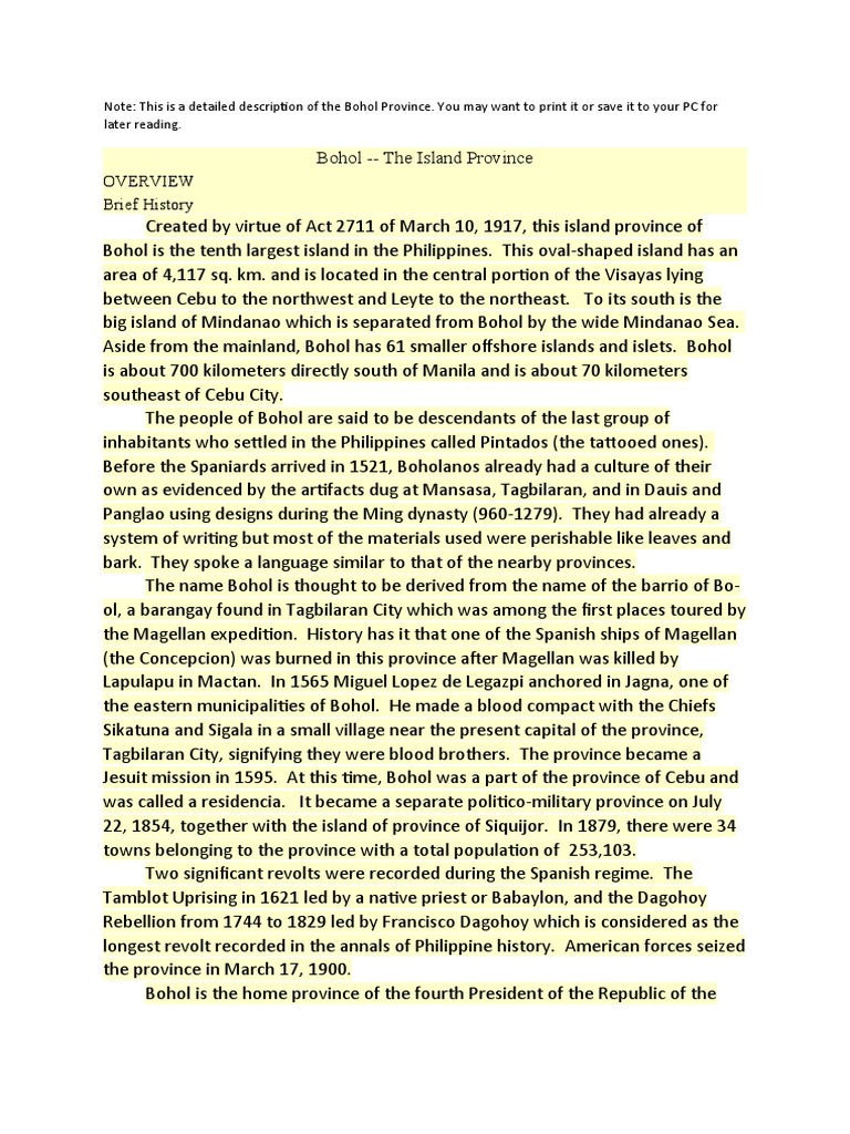 Brief History of Bohol | PDF | Earth Sciences