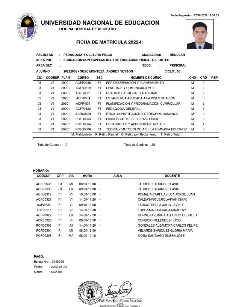 Ficha de Matricula | PDF