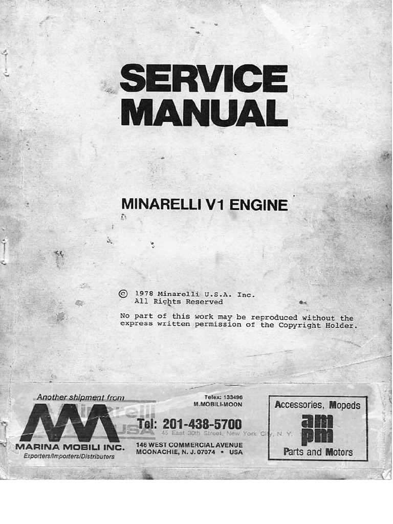 Minarelli V1 Service Manual | PDF