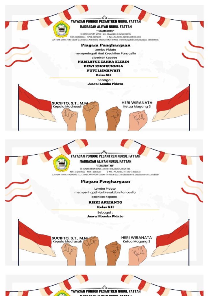 Piagam Lomba Pidato | PDF