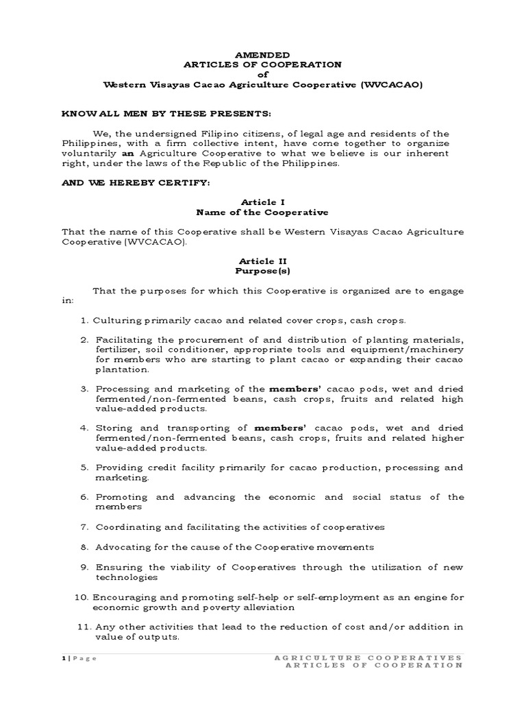 Amended Articles of Cooperation | PDF