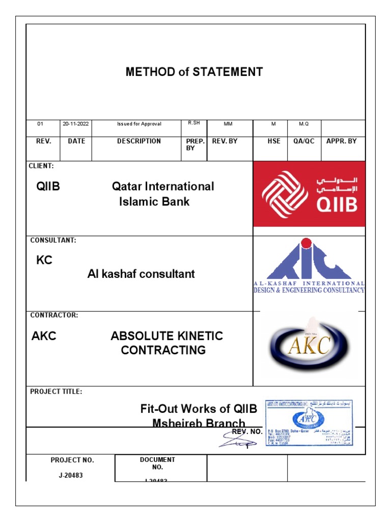 Method Statement For Lifting, Moving and Shifting Material at Site ...