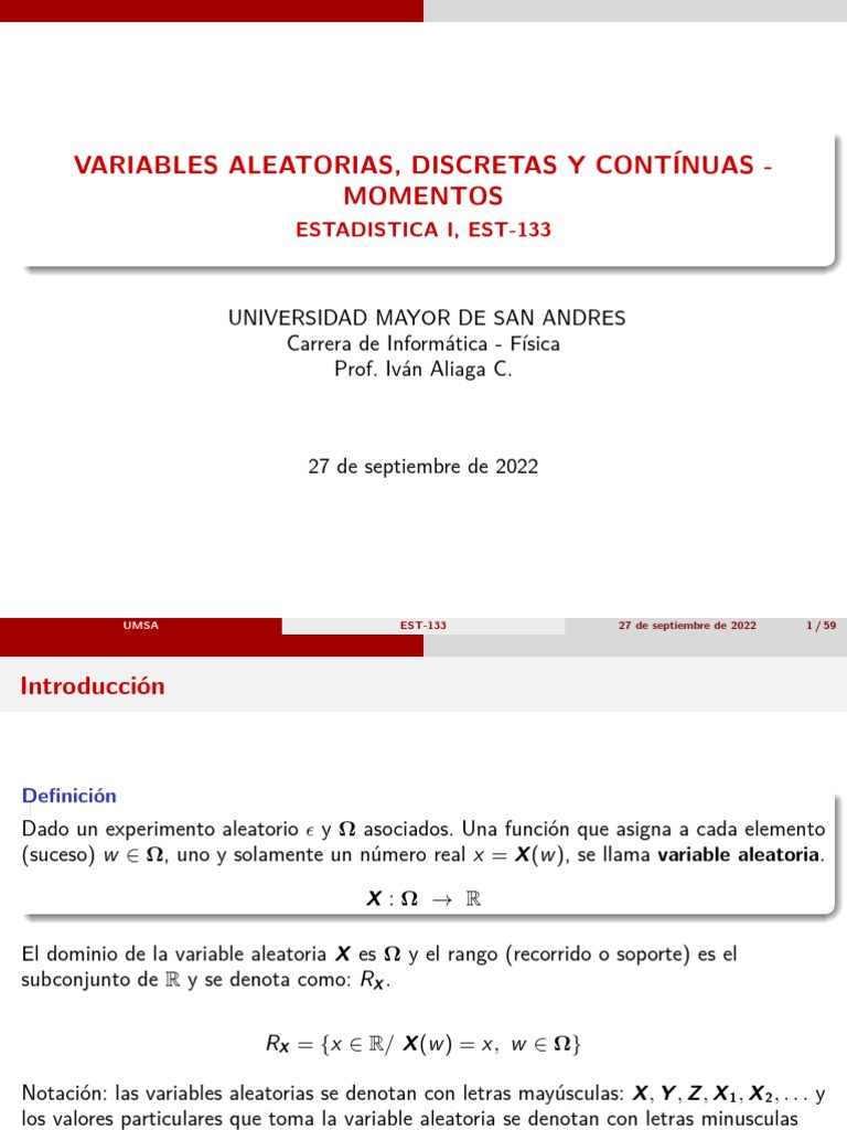 Variables Aleatorias | PDF | Variable aleatoria | Diferencia