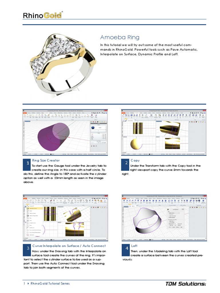178 RhinoGold 4.0 - Level 2 - Tutorial 028P - Amoeba Ring | PDF