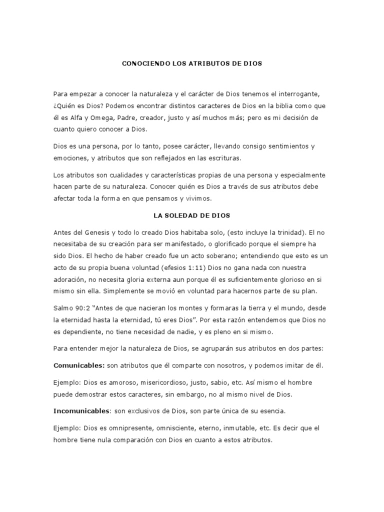 Conociendo Los Atributos De Dios Pdf Dios Salmos