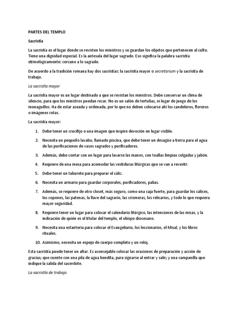 Partes y funciones del templo católico | PDF