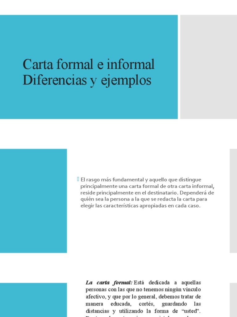 Carta Formal e Informal Diferencias y Ejemplos | PDF | Lingüística ...