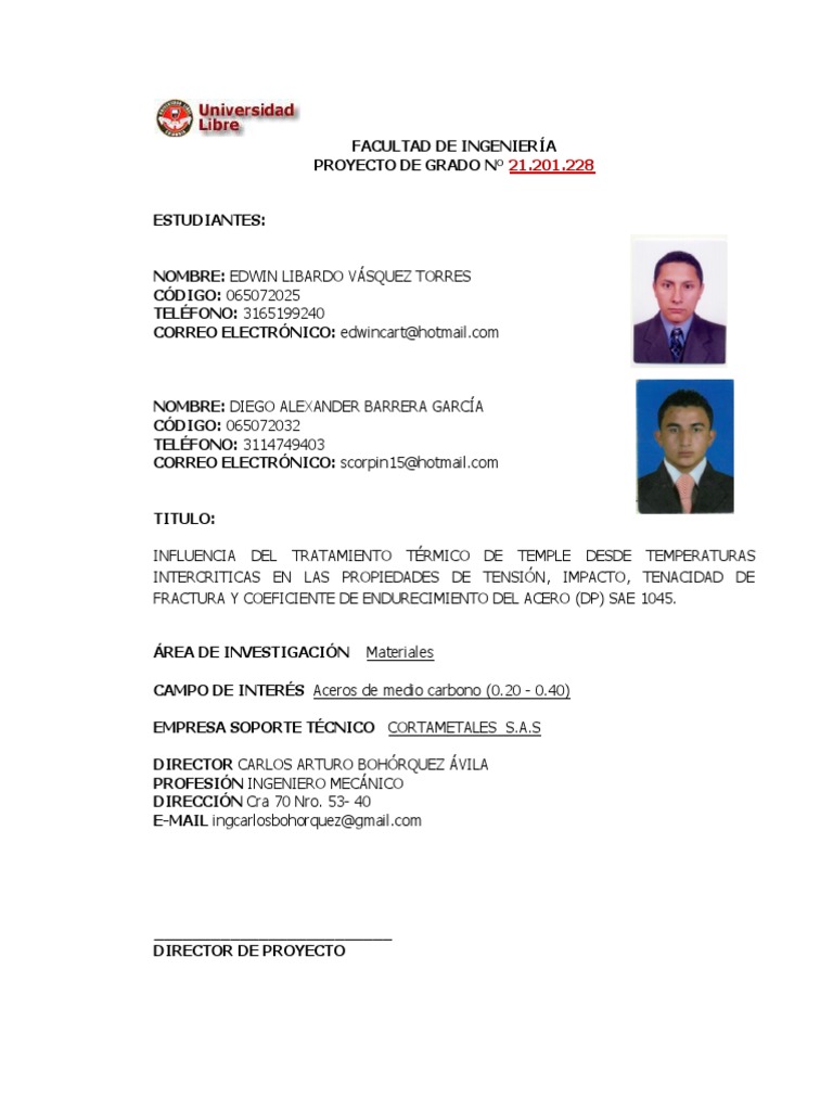 Vasquez Torres Edwin Li Bar Do 2013 | PDF | Tratamiento a base de calor | Acero