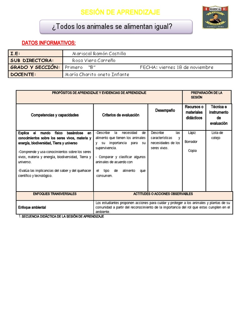 Sesion de Qué Se Alimentan Los Animales | PDF