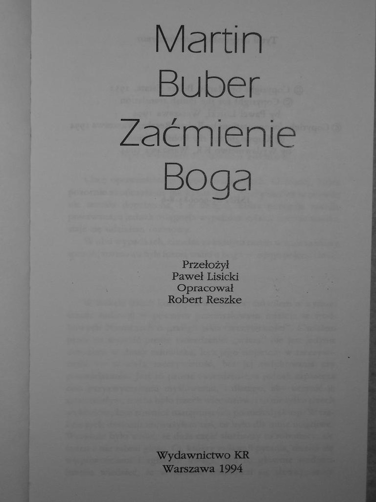 ZAĆMIENIE BOGA - Buber Martin | PDF