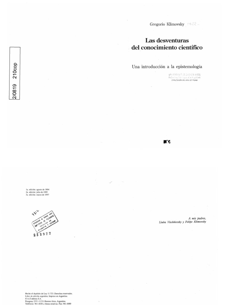 Klimovsky Las Desventuras Del Conocimiento Cientifico Cap1 | PDF