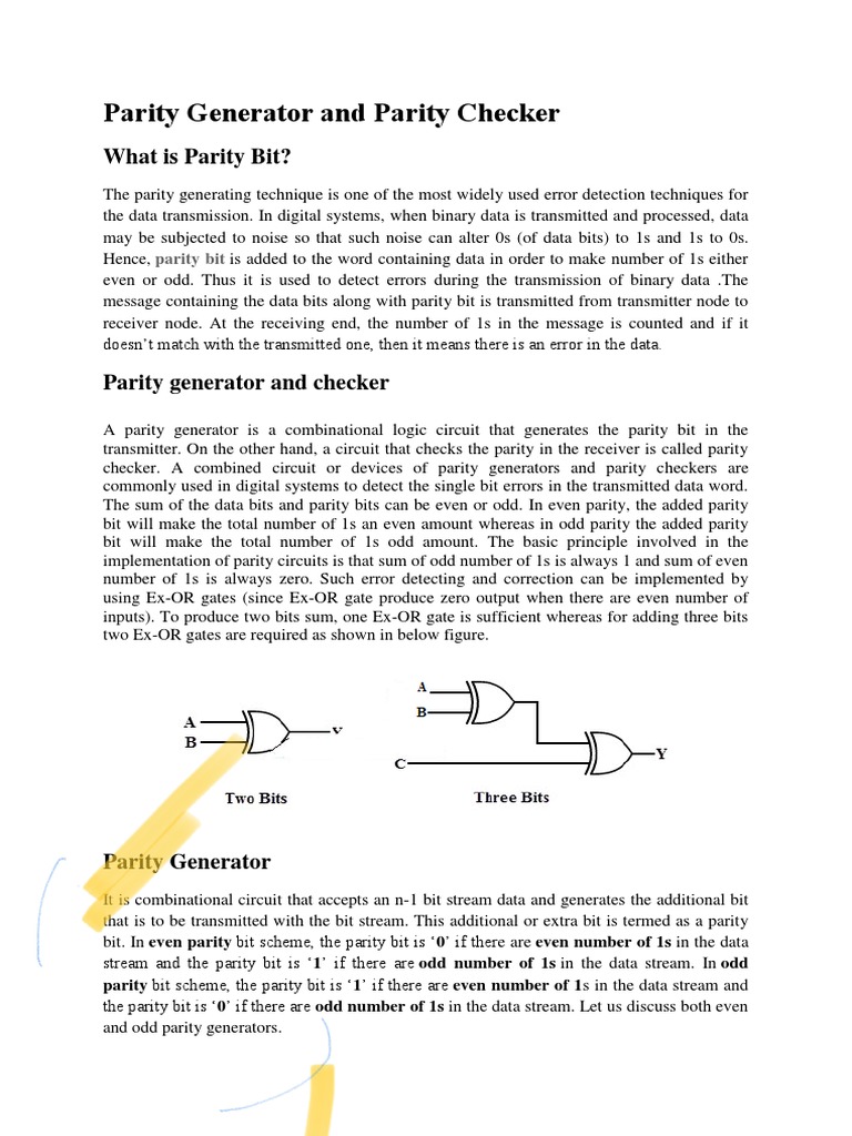 Parity Generator & Checker Guide | PDF