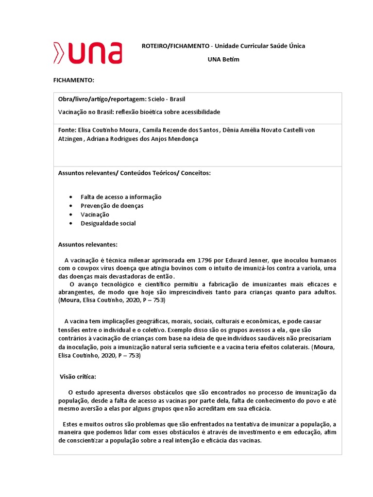 Fichamento 1 | PDF | Vacinas | Ciências da Vida