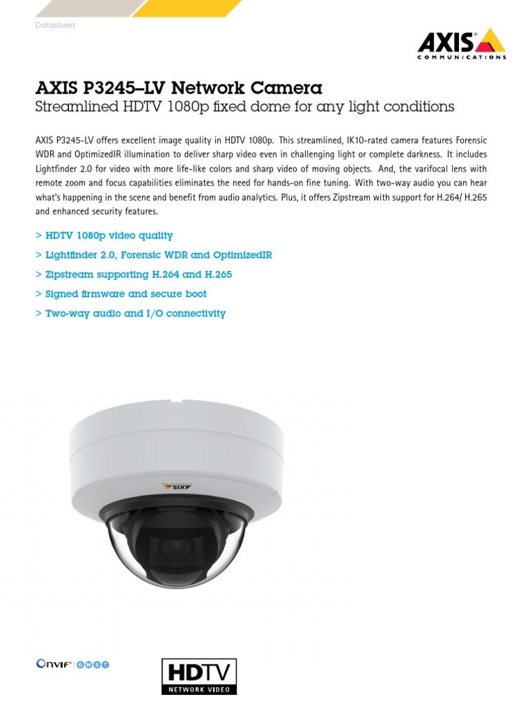 Datasheet Axis p3245 LV Network Camera en US 353751 | PDF | Frame Rate ...